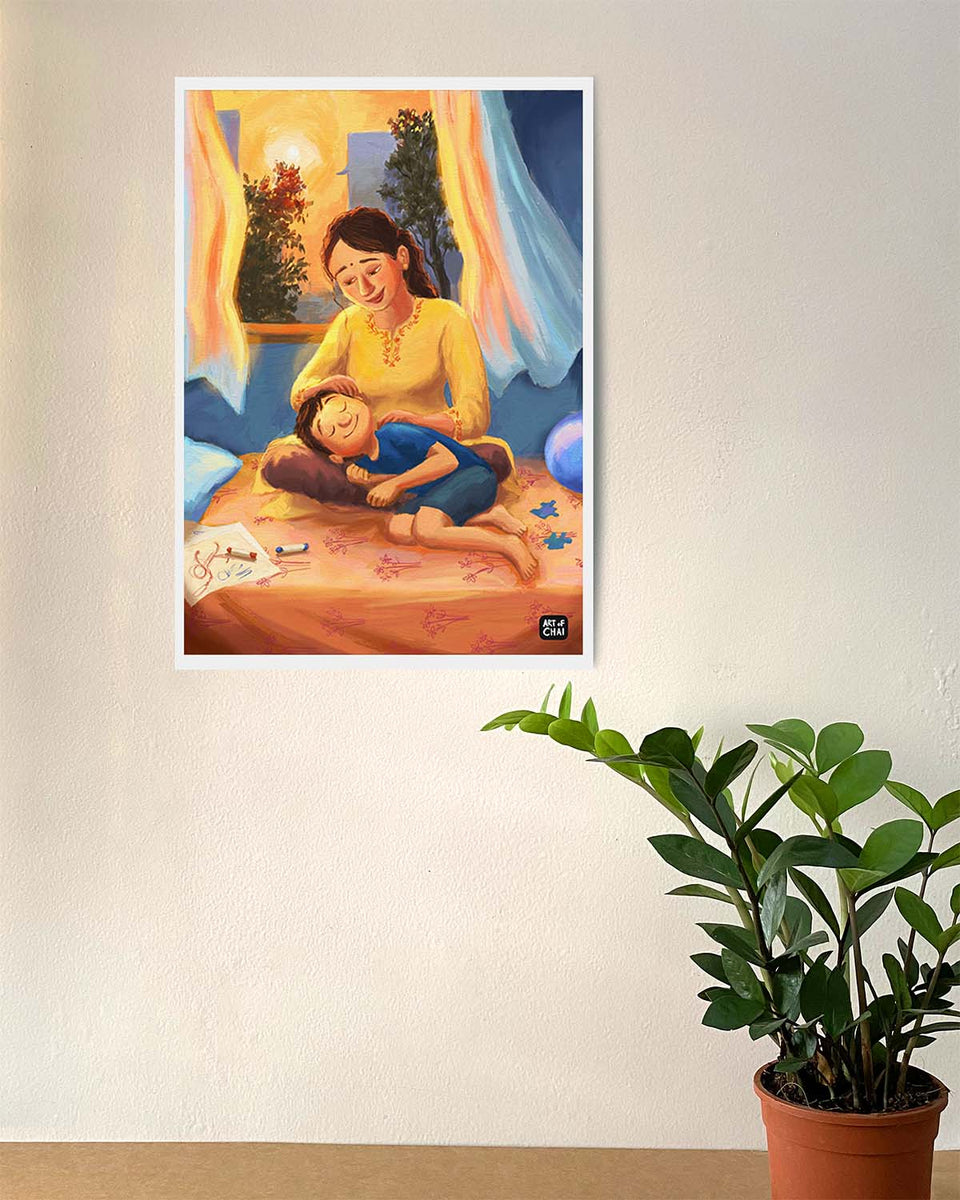 Sleeping on Mom's lap - Art Print – Ru&Chai
